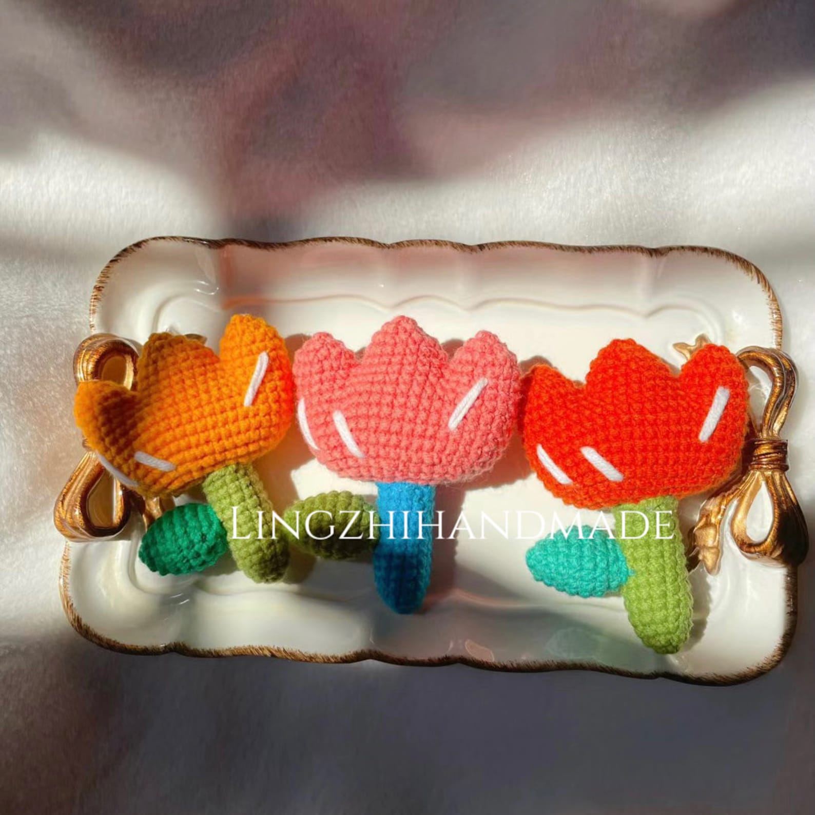 Tulip Keychain Crochet Pattern, Crochet Flower Pattern, Crochet Tulips ...