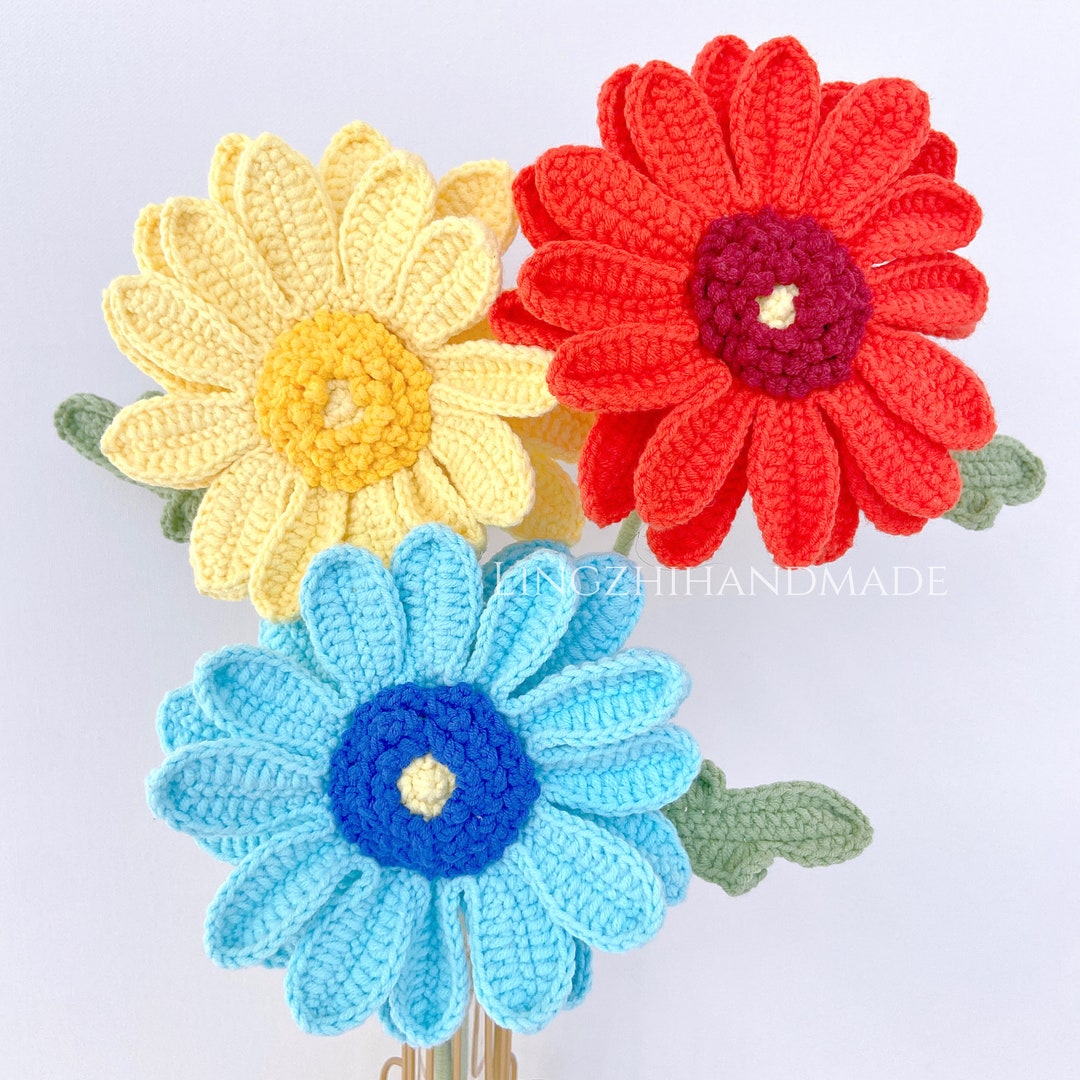 Gerbera Daisy Flower Crochet Pattern, Crochet Flower Bouquet Pattern ...