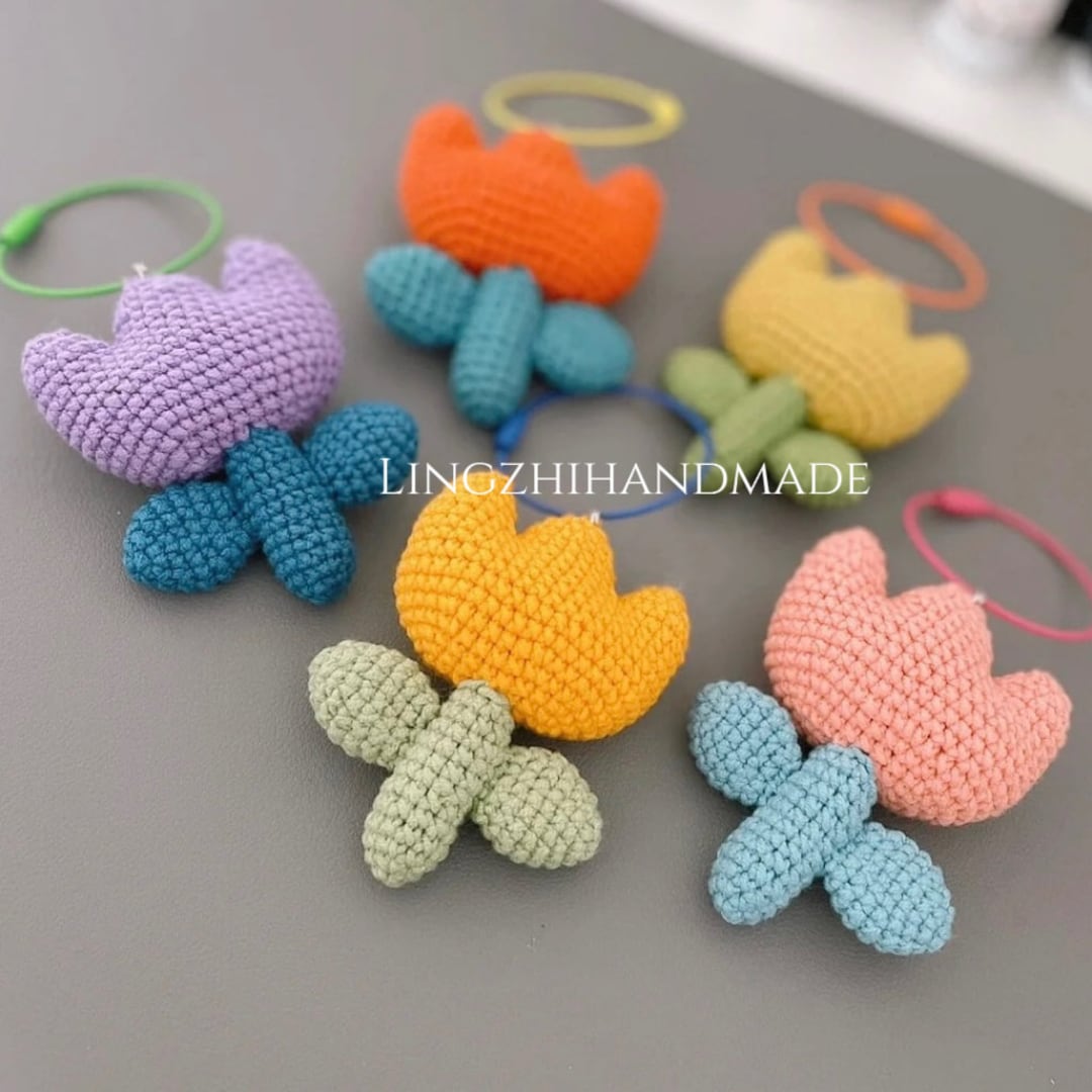 Tulip Keychain Crochet Pattern, Crochet Flower Pattern, Crochet Tulips ...