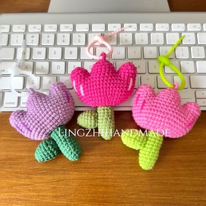 Tulip Keychain Crochet Pattern, Crochet Flower Pattern, Crochet Tulips ...