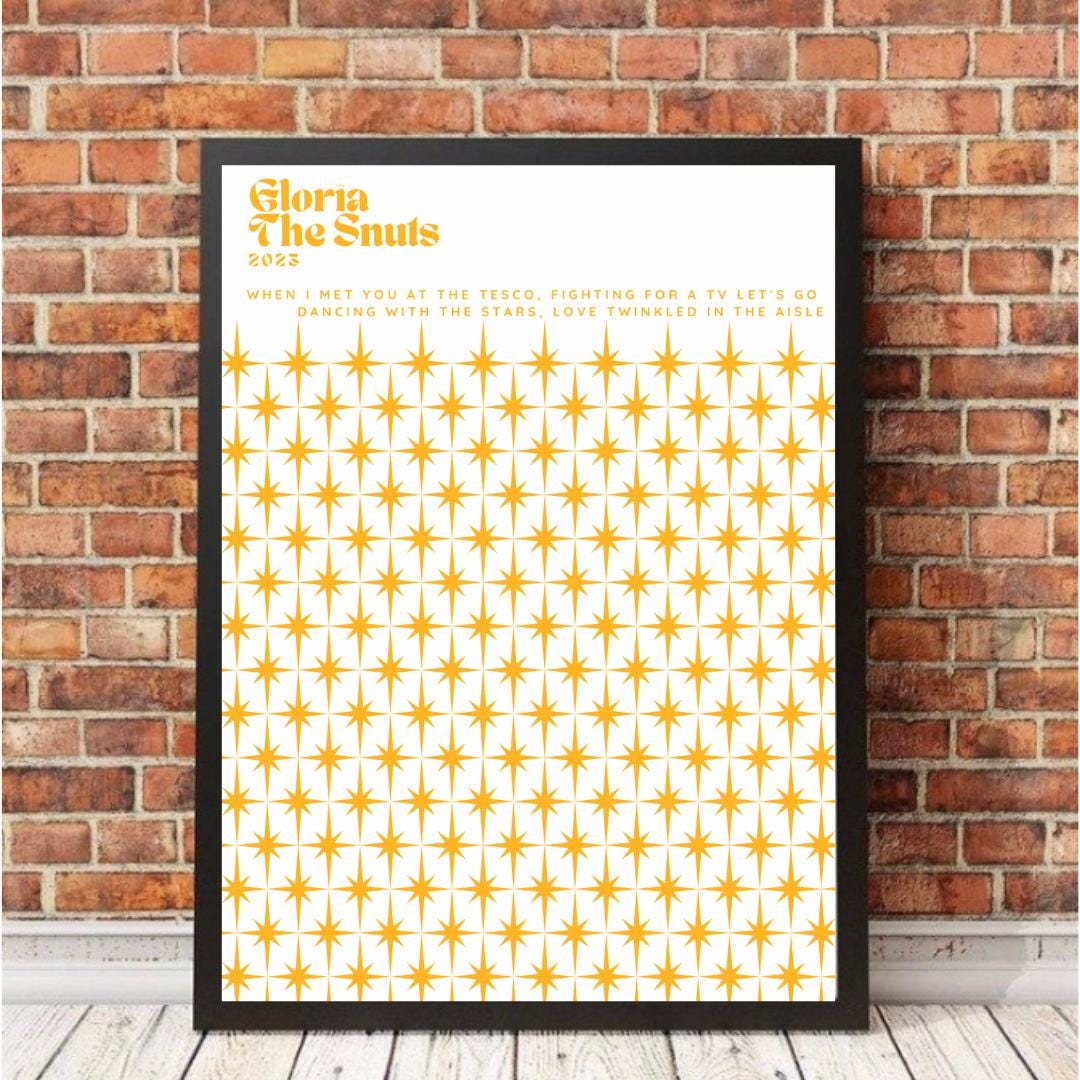 The Snuts Gloria Lyrics Print | the Snuts Music Gift | Personalised ...