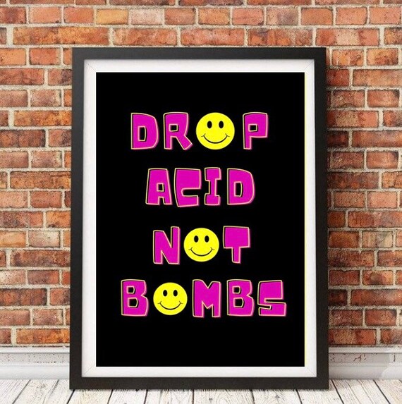 Acid House Print / Acid House Smiley / Smiley Face Print / - Etsy