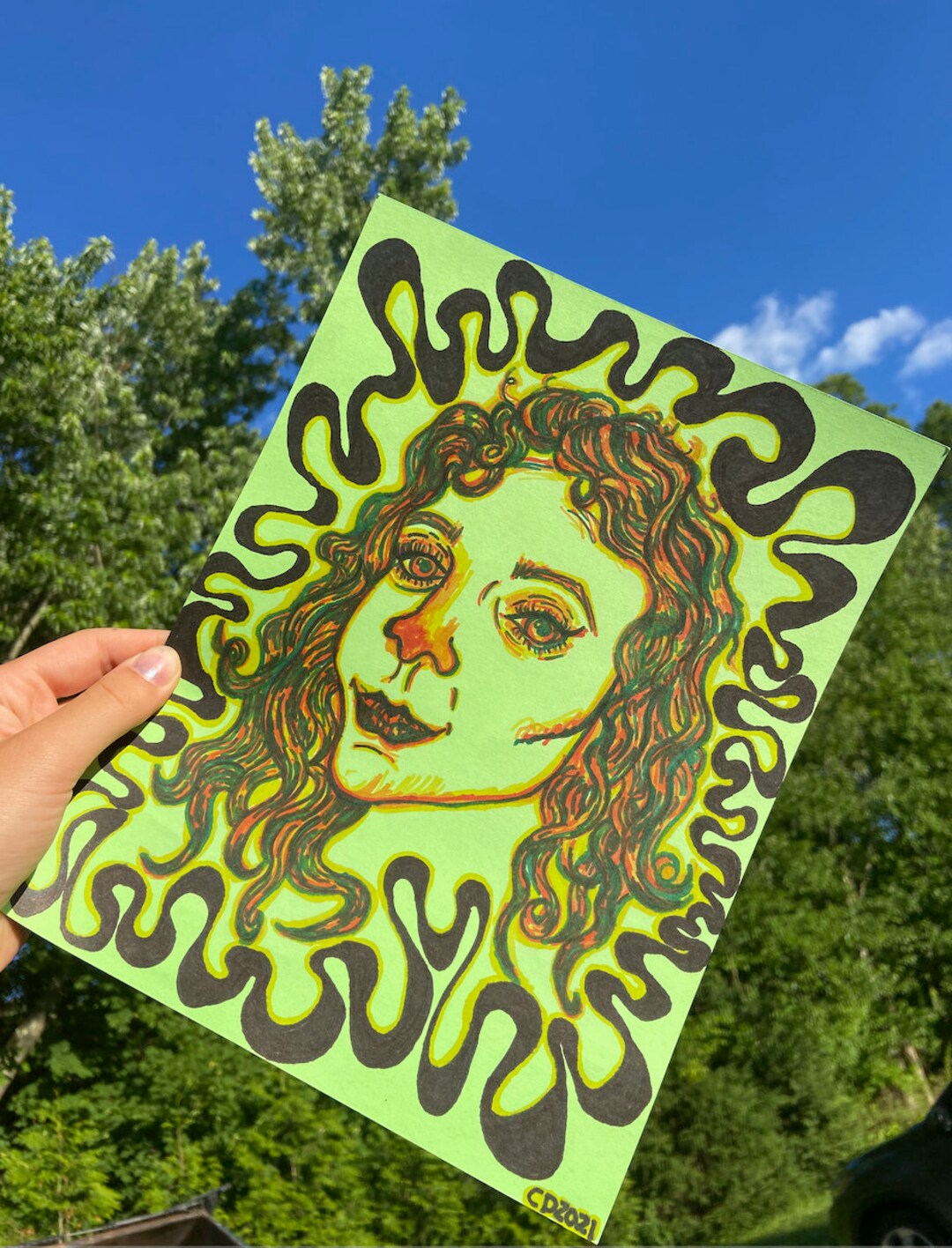 Print of "self Portrait" a Sharpie Drawing by Camryn Dluginski - Etsy