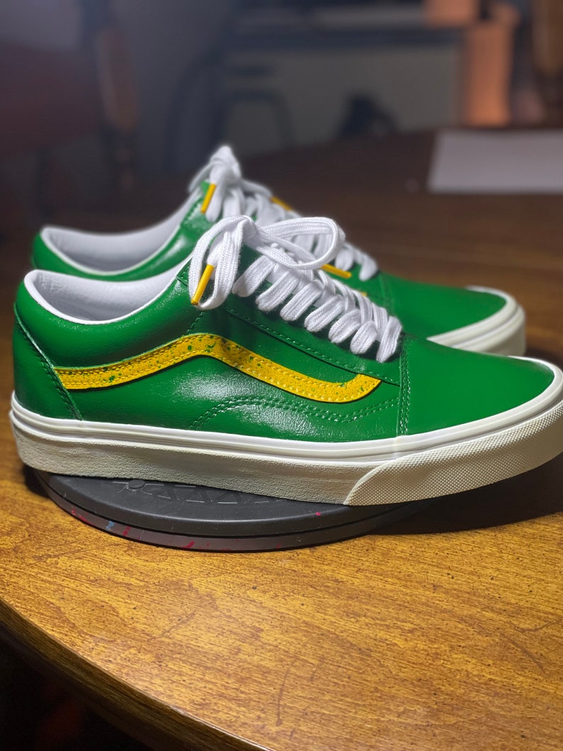 Green and Yellow Custom Shoes - Etsy