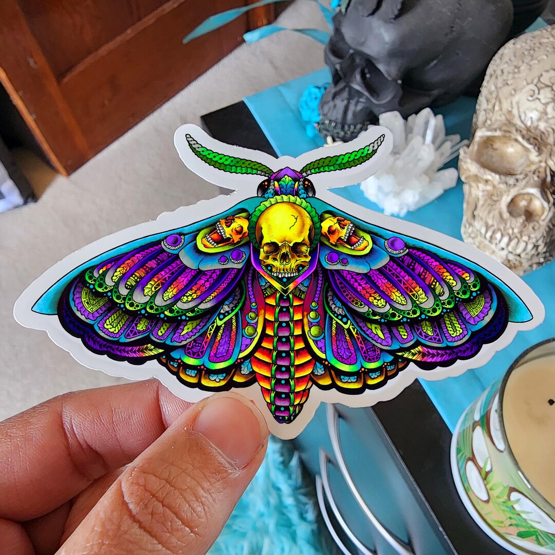 Ornate Death Moth Vinyl Sticker - Etsy