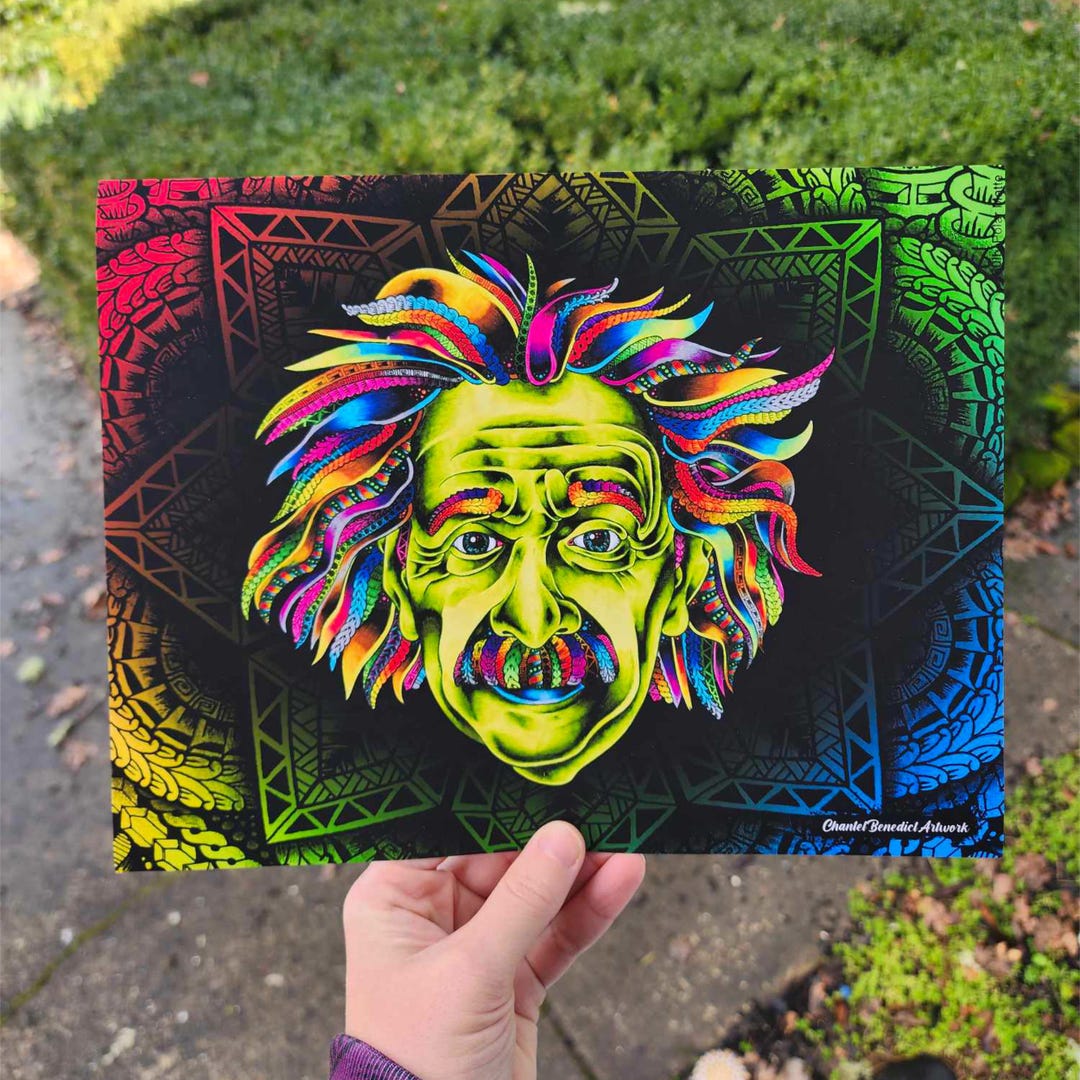 Vibrant Einstein Art Print - Psychedelic Science Poster - Neon Albert ...