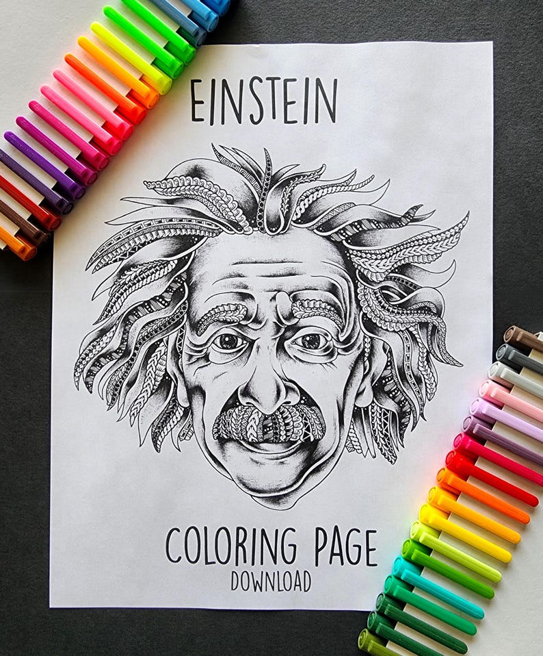 Einstein Coloring Page Download - Etsy