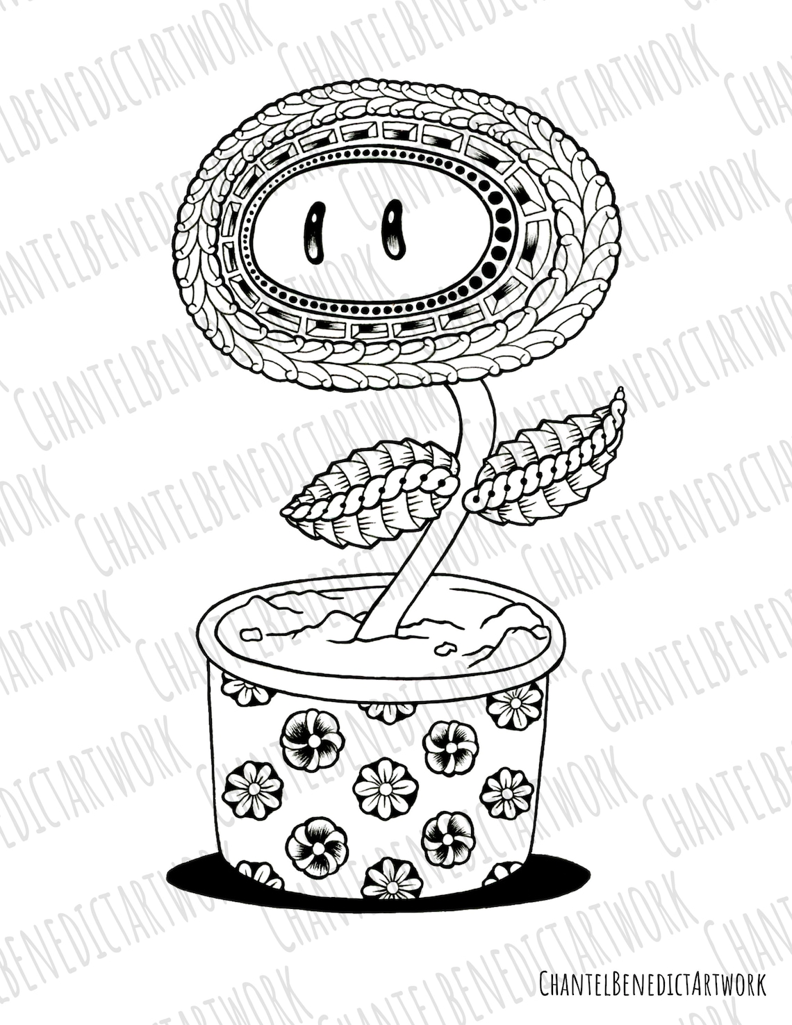 Mario Fire Flower Coloring Page - Etsy