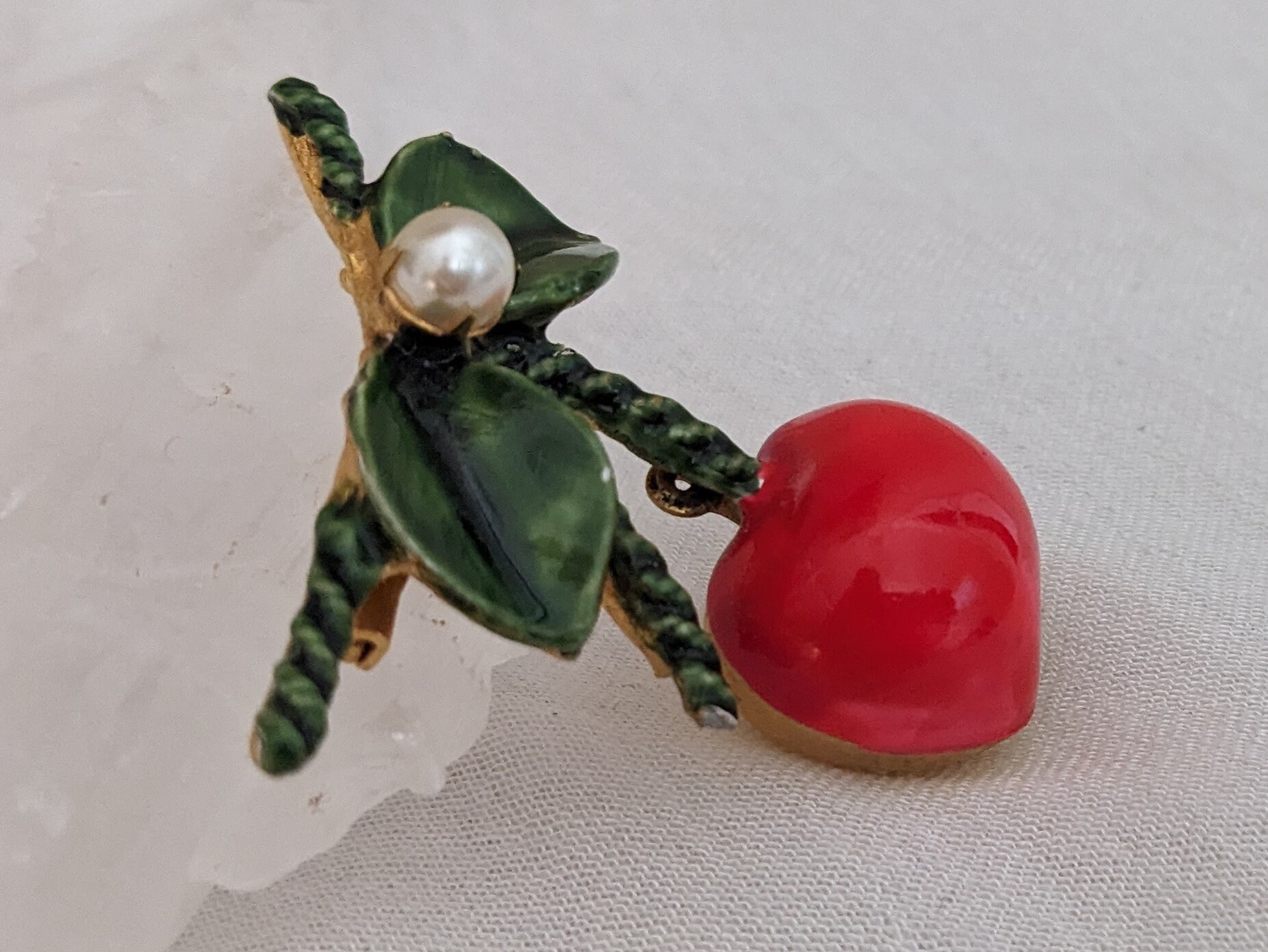 Vintage Cherry Pin / Brooch Original by Robert 1960's, Red and Green ...