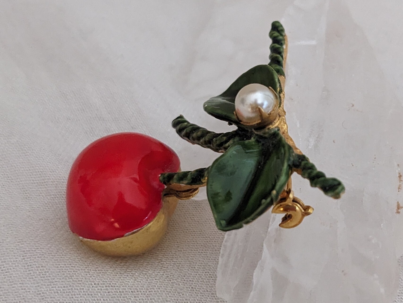 Vintage Cherry Pin / Brooch Original by Robert 1960's, Red and Green ...
