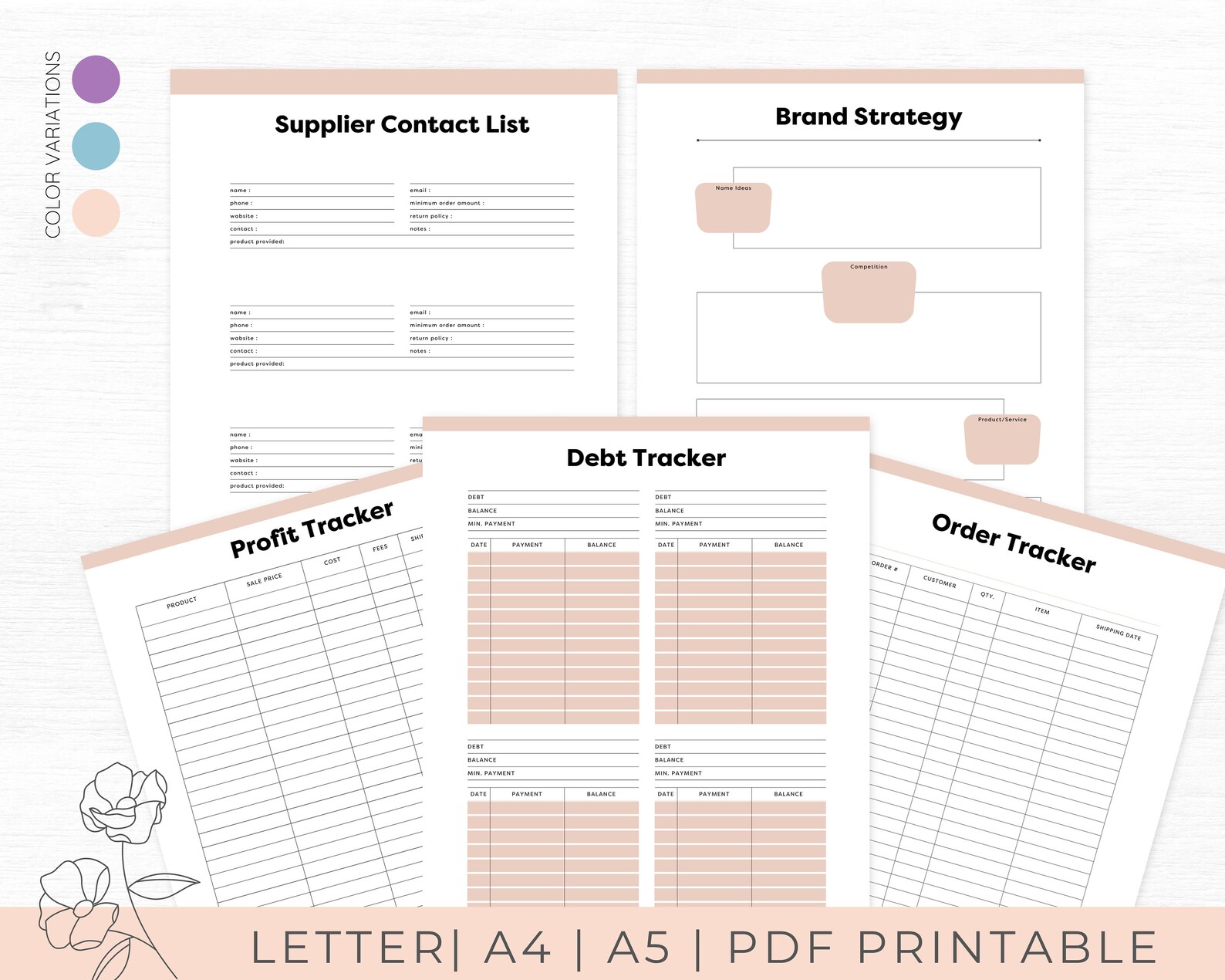 Small Business Printable Planner, Simple Business Planner, Digital ...