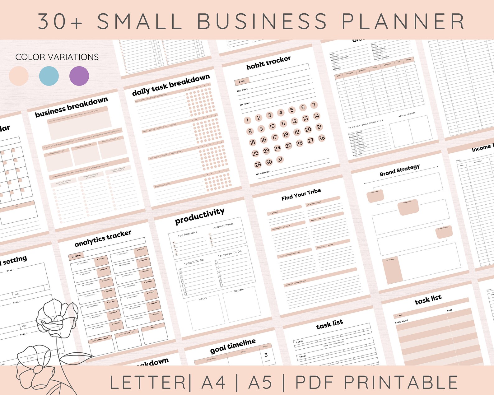 Small Business Printable Planner, Simple Business Planner, Digital ...