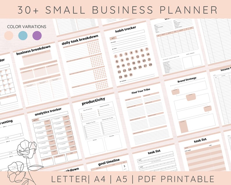Small Business Printable Planner, Simple Business Planner, Digital ...