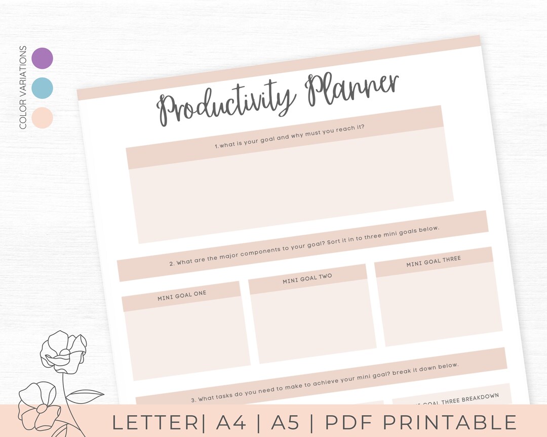 Productivity Planner Printable, Dream Goal Planner Printable, Action ...