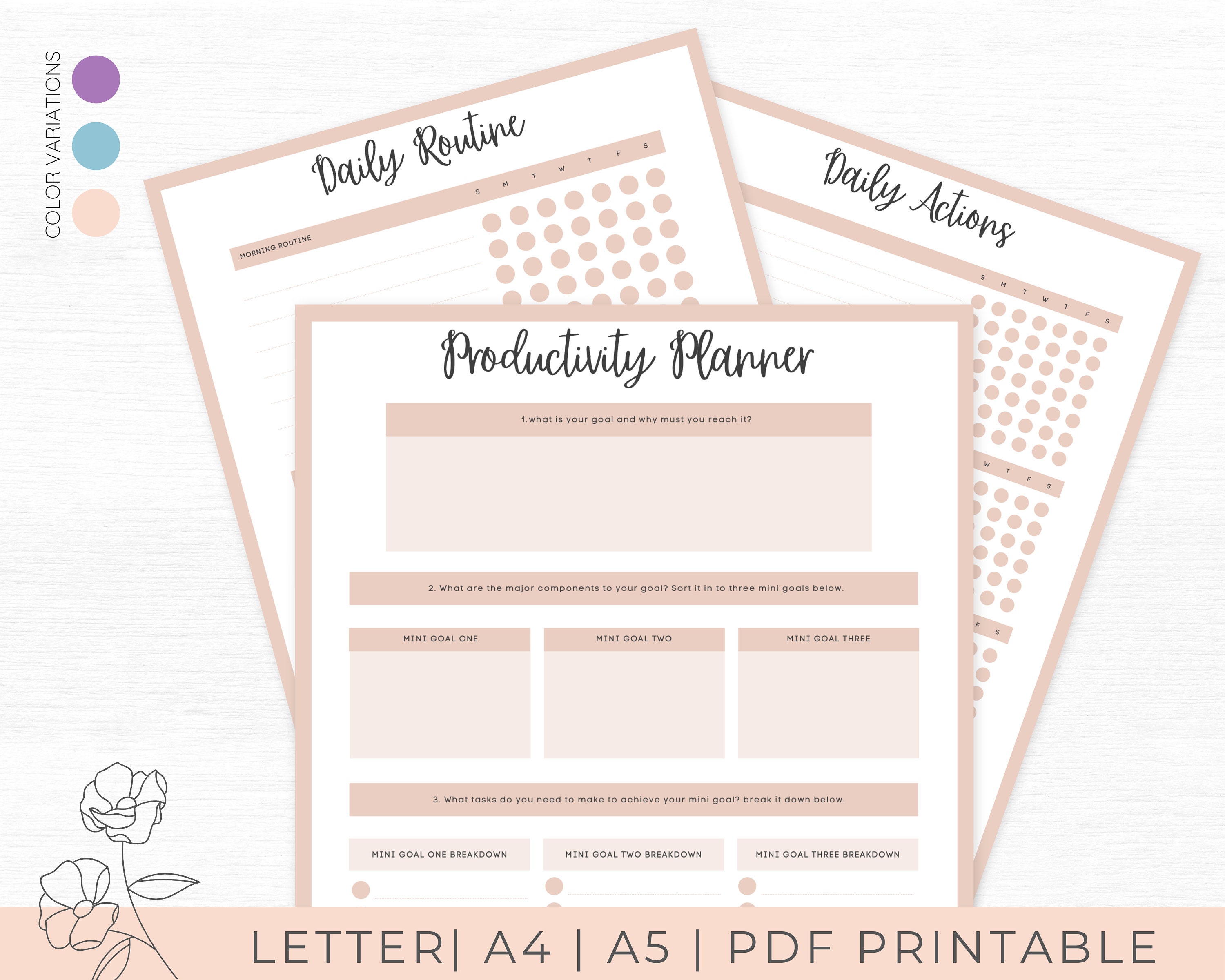 Productivity Planner Printable, Dream Goal Planner Printable, Action ...