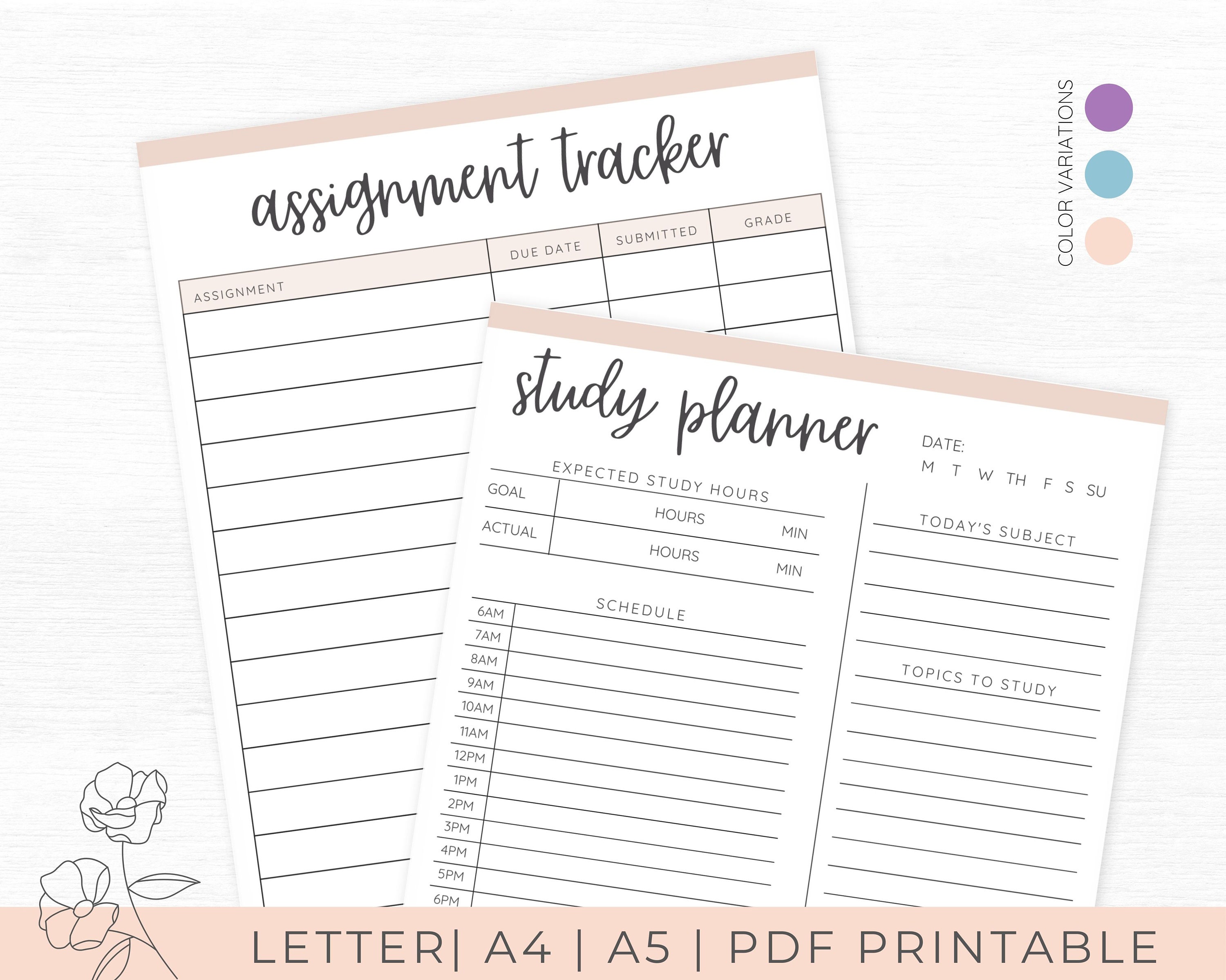 Study Planner Printable, Student Planner Printable, Daily Schedule ...