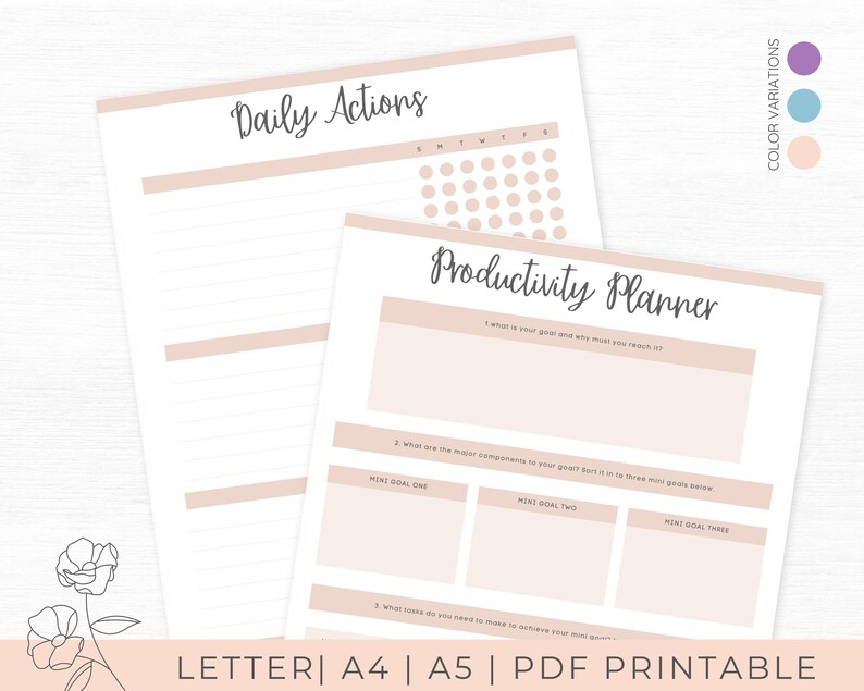 Productivity Planner Printable, Dream Goal Planner Printable, Action ...