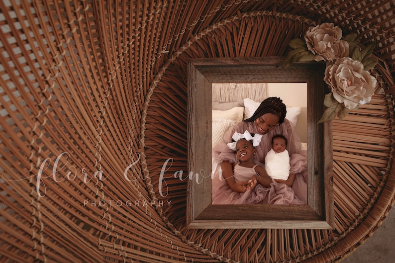 Boho Digital Photo Frame Photoshop - Rattan - Etsy Ireland