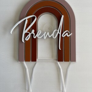 Personalized Acrylic Cake Topper Boho Rainbow Cake Topper Arch Cake ...