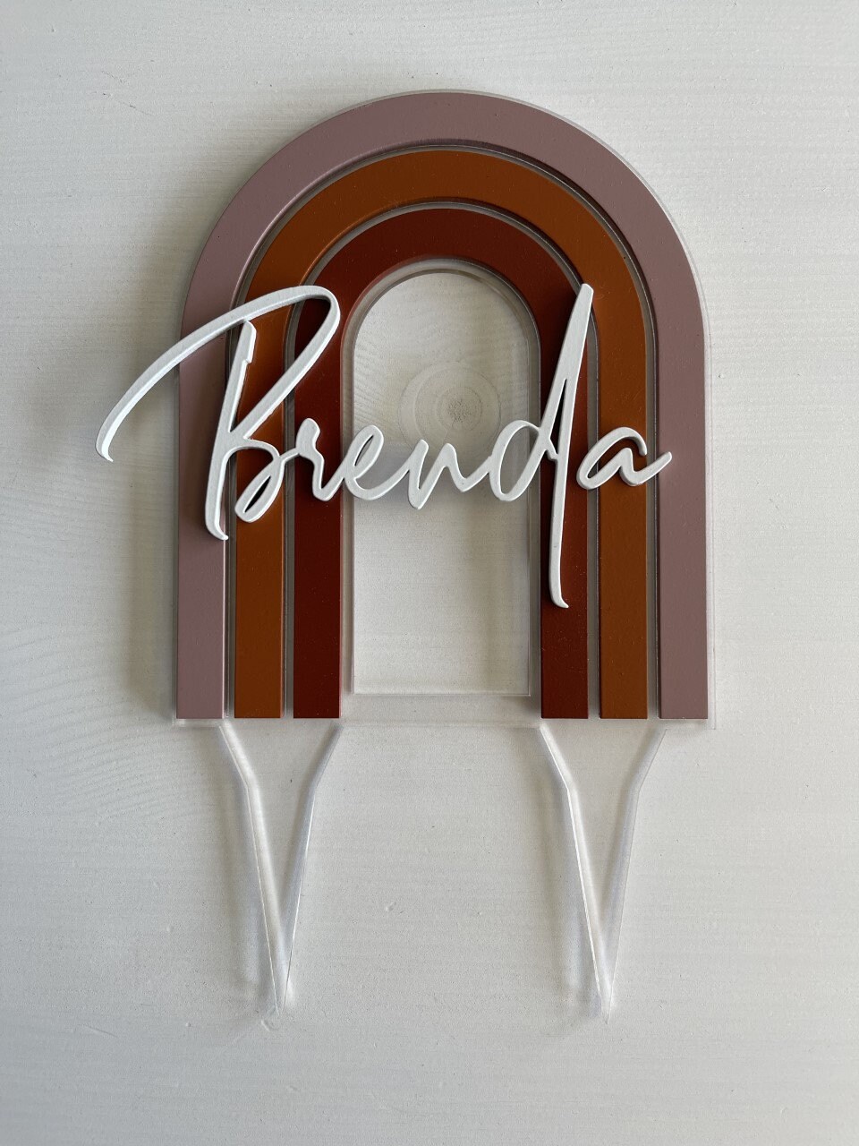 Personalized Acrylic Cake Topper Boho Rainbow Cake Topper - Etsy