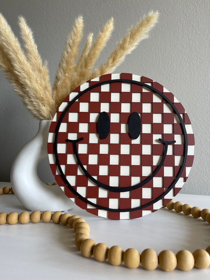 Checkerboard Smiley Face Sign Checkered Happy Face Sign - Etsy