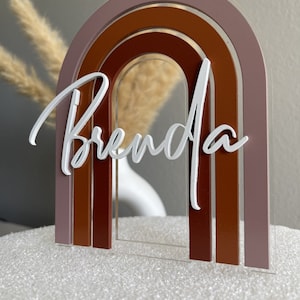 Personalized Acrylic Cake Topper Boho Rainbow Cake Topper Arch Cake ...