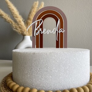 Personalized Acrylic Cake Topper Boho Rainbow Cake Topper Arch Cake ...