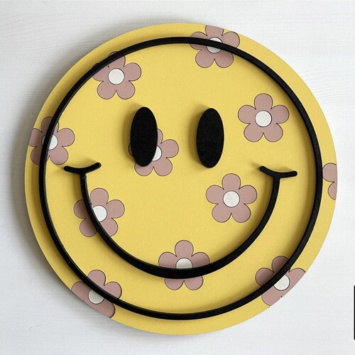 Smiley Face Flower Sign Happy Face Hippie Sign Boho Decor - Etsy