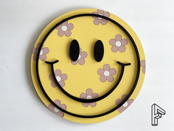Smiley Face Flower Sign Happy Face Hippie Sign Boho Decor - Etsy