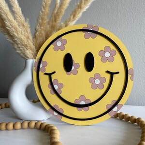 Smiley Face Flower Sign Happy Face Hippie Sign Boho Decor - Etsy