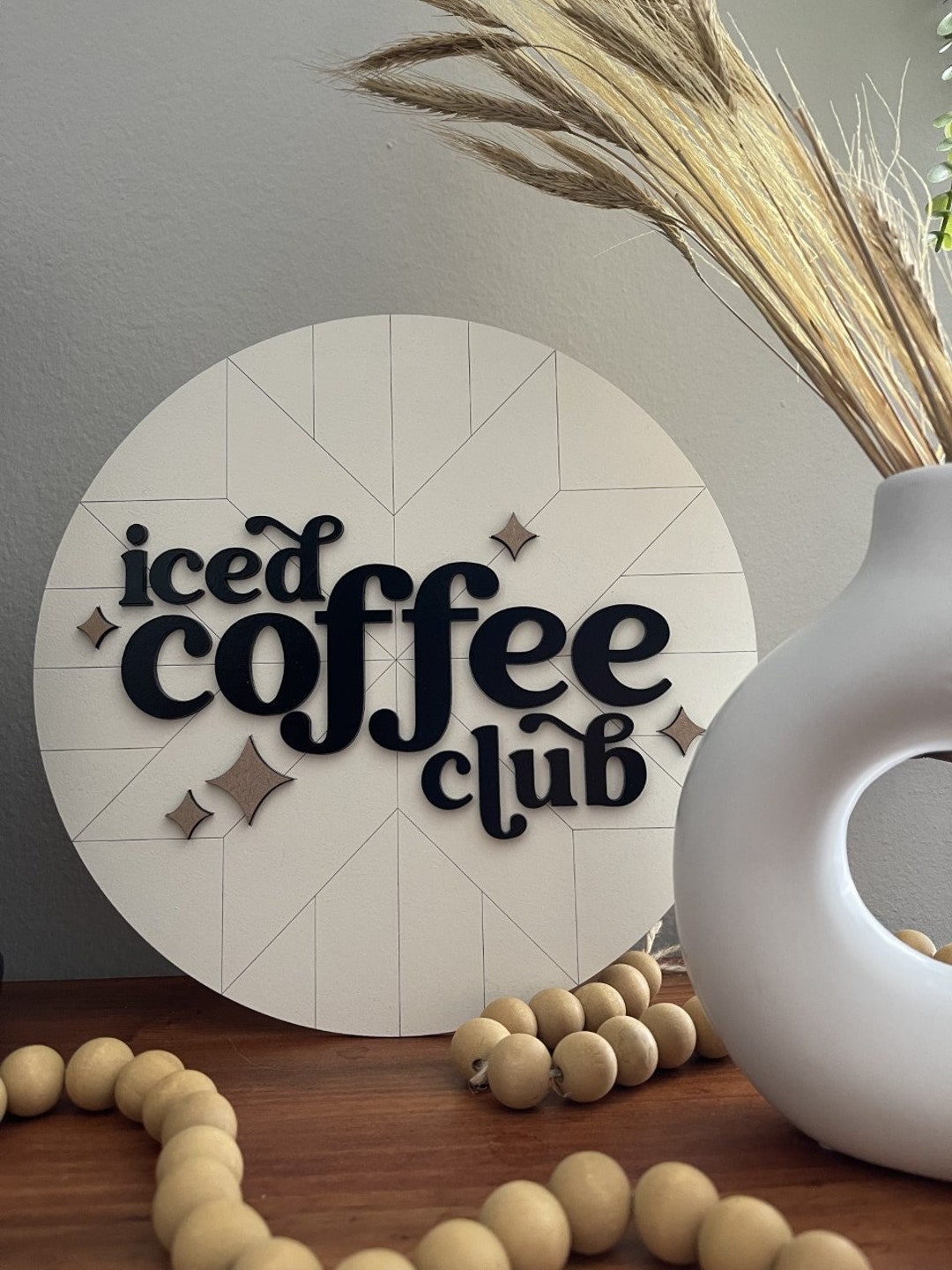 Iced Coffee Club Sign Boho Coffee Sign Modern Coffee Decor - Etsy