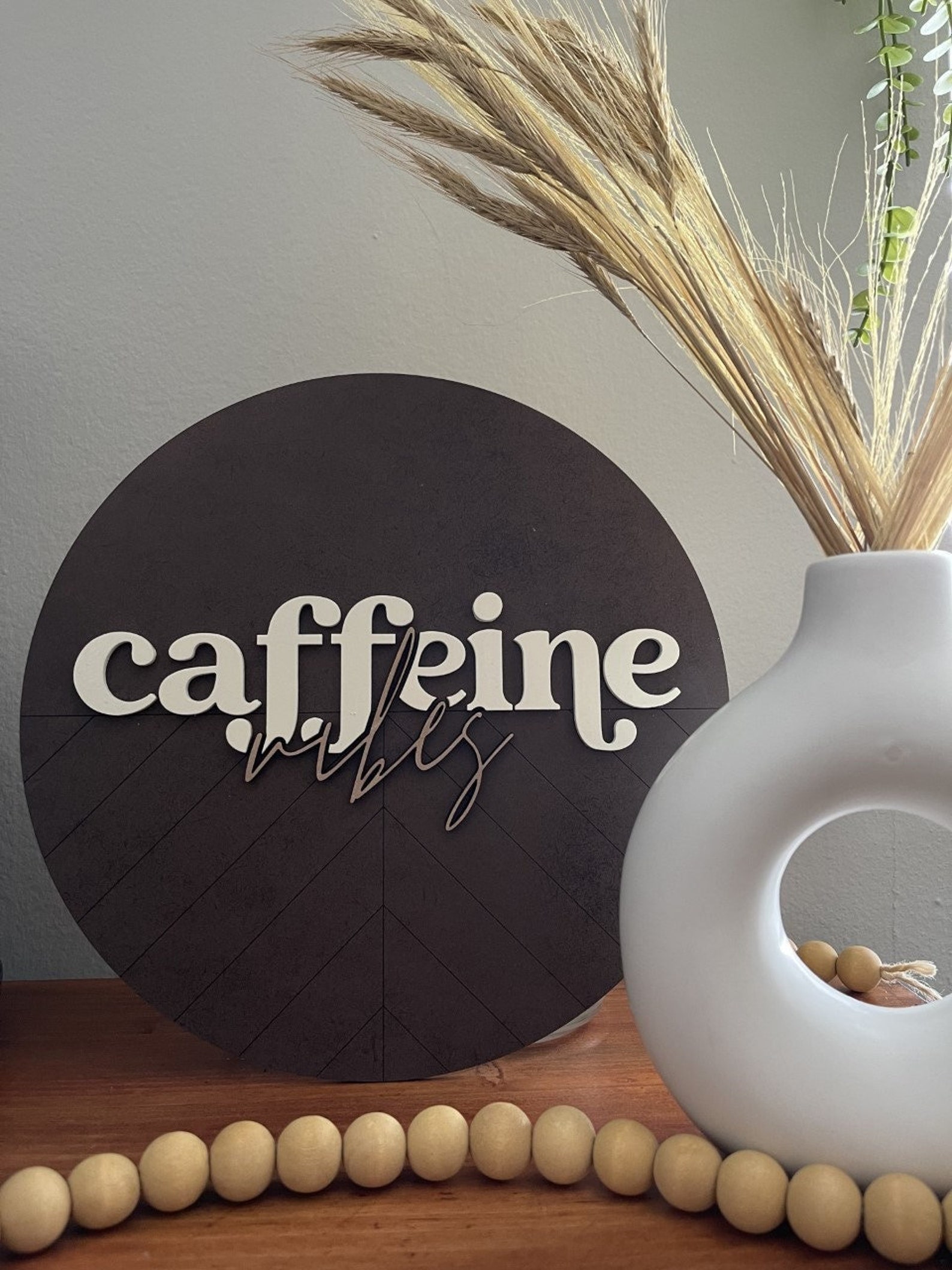 Caffeine Vibes Sign Boho Coffee Sign Modern Coffee Decor - Etsy