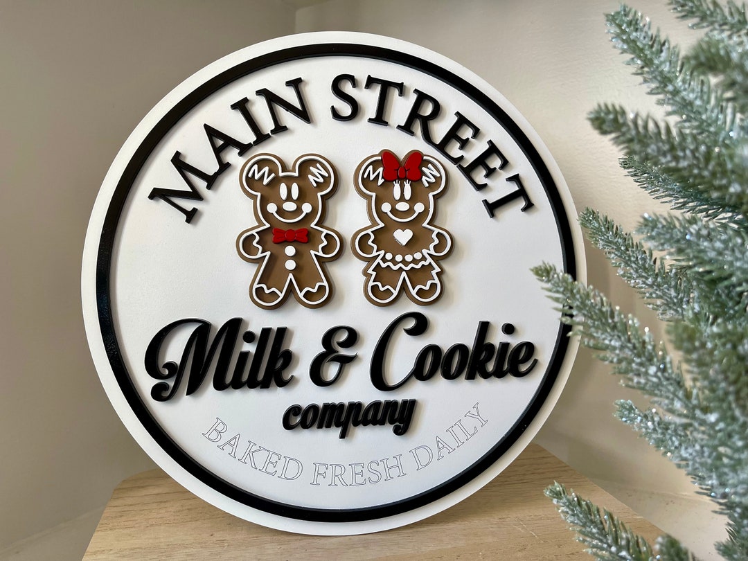 Main Street Bakery Sign Milk and Cookie Company Sign Baking Sign Mickey ...