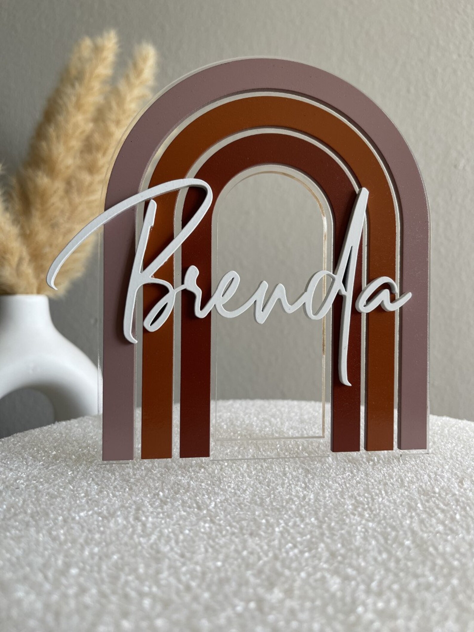 Personalized Acrylic Cake Topper Boho Rainbow Cake Topper - Etsy