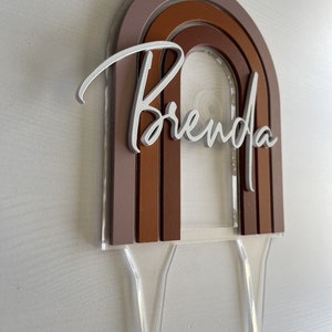 Personalized Acrylic Cake Topper Boho Rainbow Cake Topper Arch Cake ...