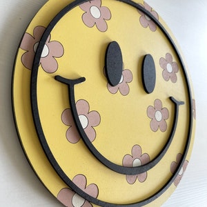 Smiley Face Flower Sign Happy Face Hippie Sign Boho Decor - Etsy