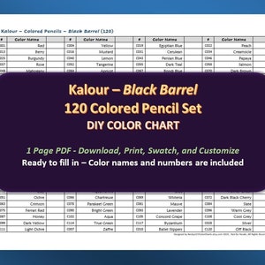 Kalour - 120 Colored Pencil Set (black Barrels) - DIY Color Chart ...