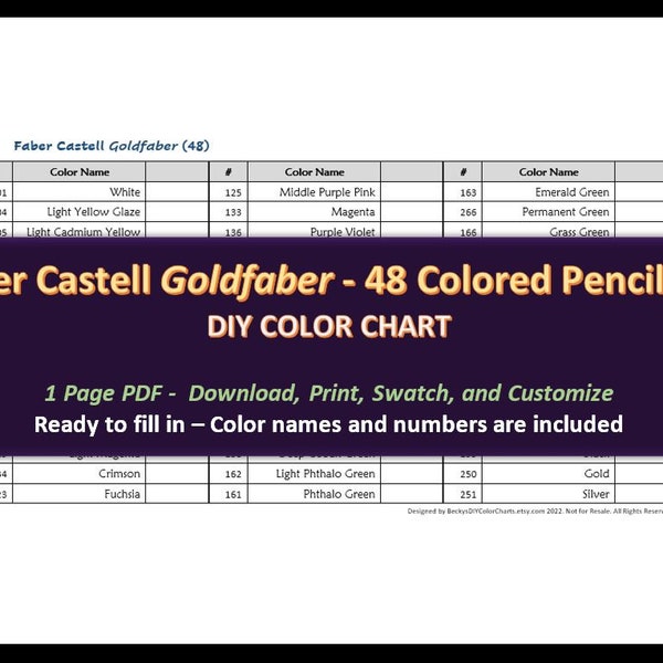 Faber Castell Goldfaber Color Chart - Etsy