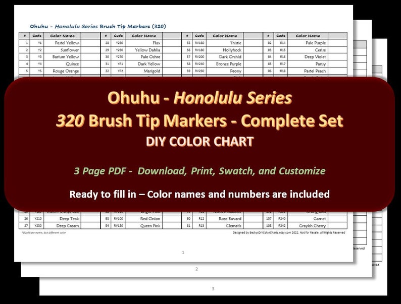 Ohuhu Honolulu Series brush Tip 320 Marker Set DIY Color - Etsy