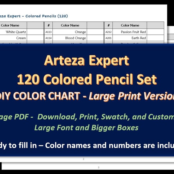 Arteza Color Chart - Etsy