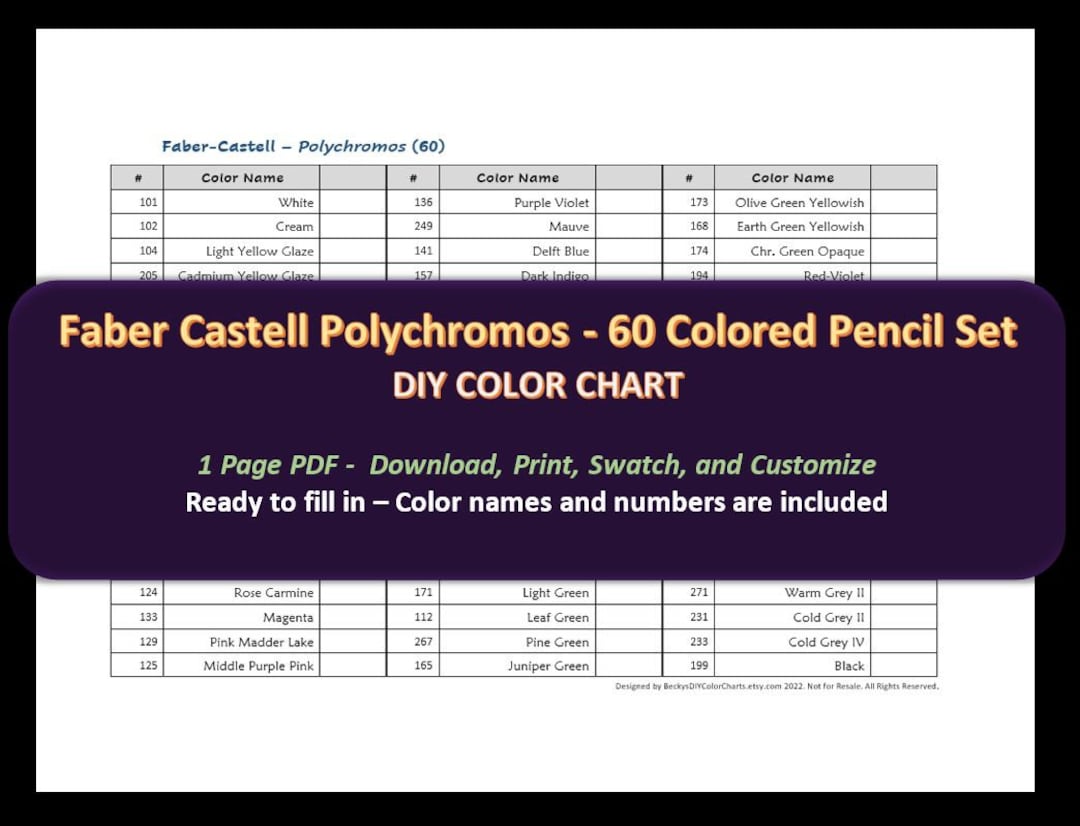 Faber Castell Polychromos - 60 Colored Pencil Set - DIY Color Chart ...