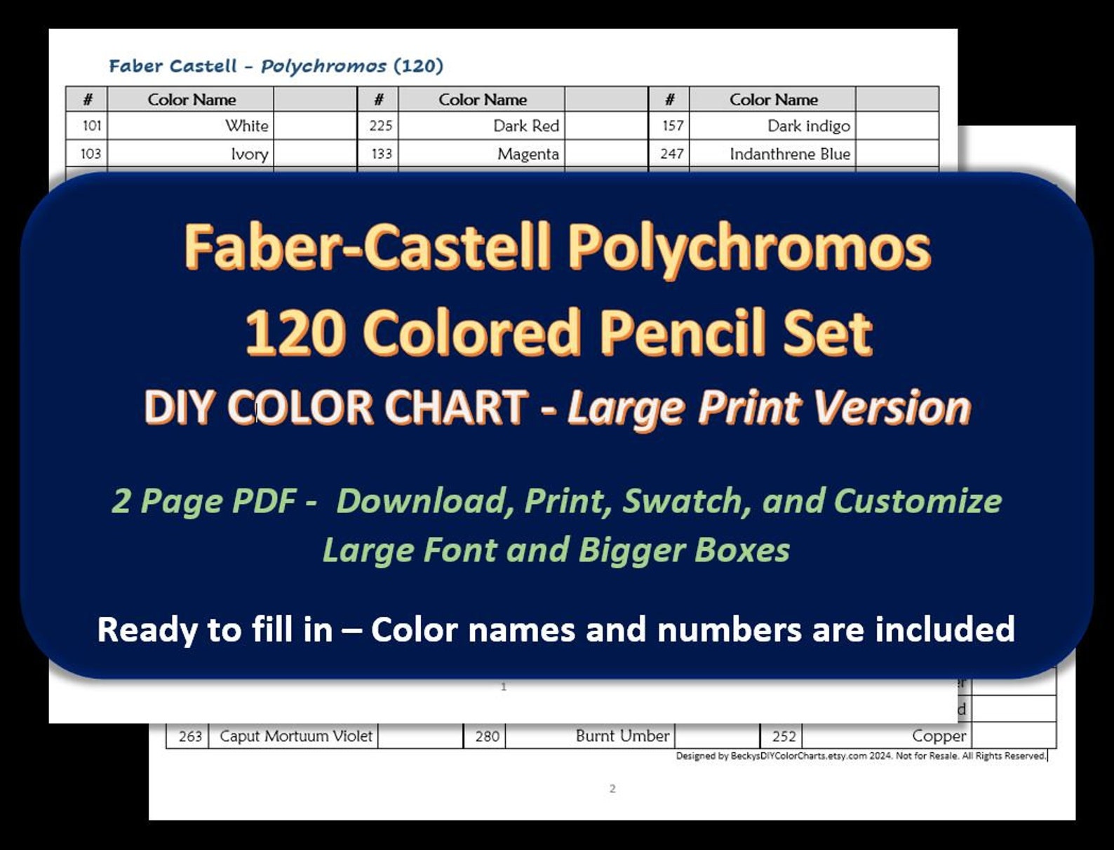 Faber Castell Polychromos - LARGE PRINT 120 Colored Pencil Set - DIY ...