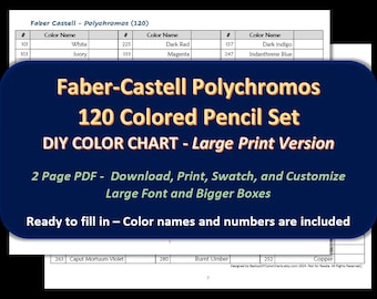 Faber-castell Polychromos 120 Pencils Swatch Chart - Etsy