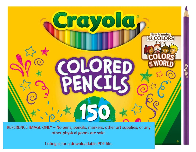 Crayola - 150 Colored Pencil Set - PDF DIY Color Chart / Swatch Sheet ...