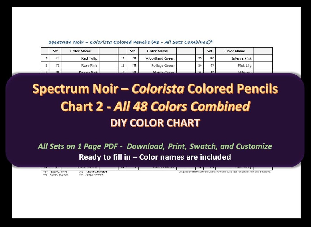 Spectrum Noir Colorista - Chart 2 - ALL 48 Colors Combined - DIY Color ...