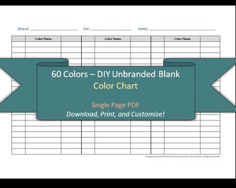 180 Colors 1 Page DIY Blank Color Chart /swatch Sheet | Etsy