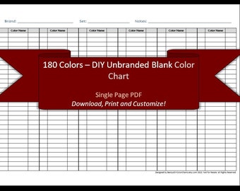 120 Colors - 1 Page - DIY Blank Color Chart /swatch Sheet - Digital ...
