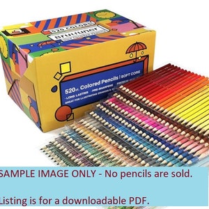 Brutfuner - YELLOW BOX - 520 Colored Pencil Set - DIY Blank Color Chart ...