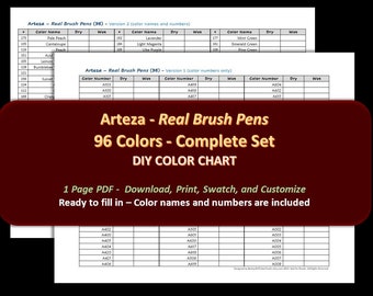 Arteza Expert 72 Swatch Chart Bundle DIY Colored Pencil Charts Color ...
