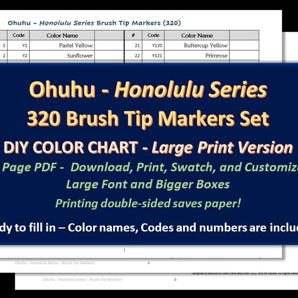Ohuhu Color Chart 320 - Etsy